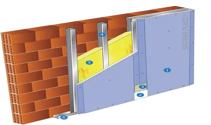 axono_doublage_placostil_montants_placo_duo_tech25_mur_brique.jpg | Placo®