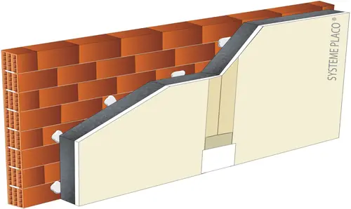 Doublage collé - Placomur® -1x Placomur® BA 13 PV - 3.80 - 13+120-- m ...